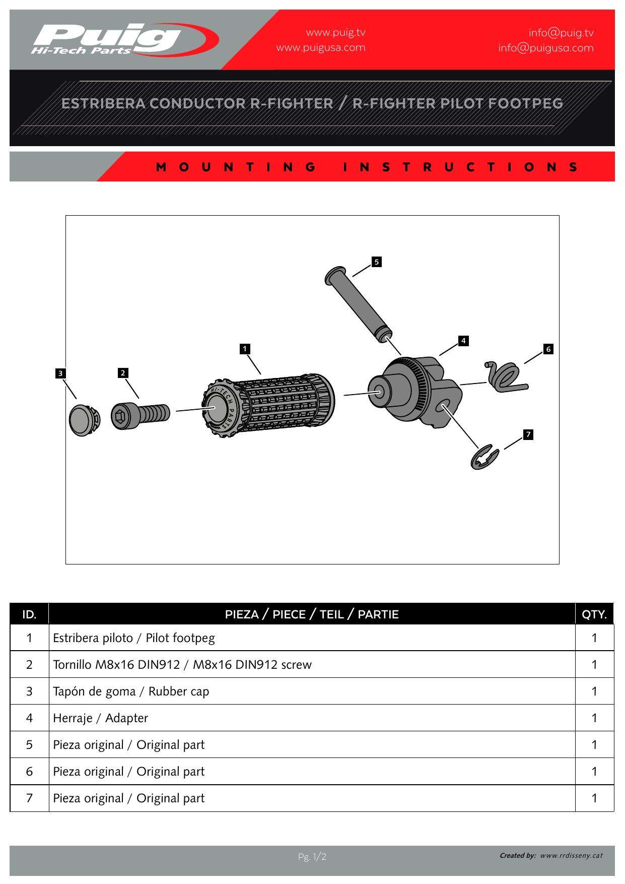 Puig R-Fighter Footpegs for Honda CB650 R Neo Sports Cafe (19-25 ...
